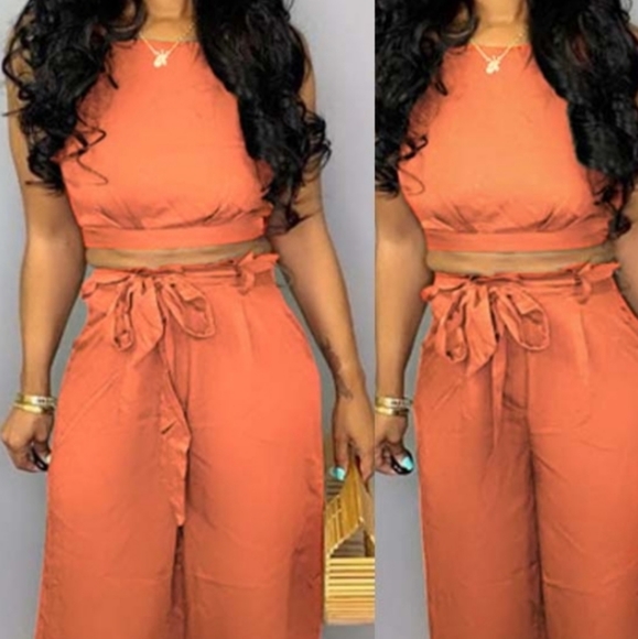 None | Pants & Jumpsuits | Twopiece Halter Top Backless Pants Set ...